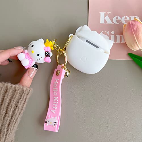 Airpod Pro Case Soft Silicone Cute Cartoon Kawaii Funny Fashion Case, Matching Cartoon Keychain,Fits Girls Teen Cover, Compatible with Airpod Pro. (PRO cat Pendant Pink)