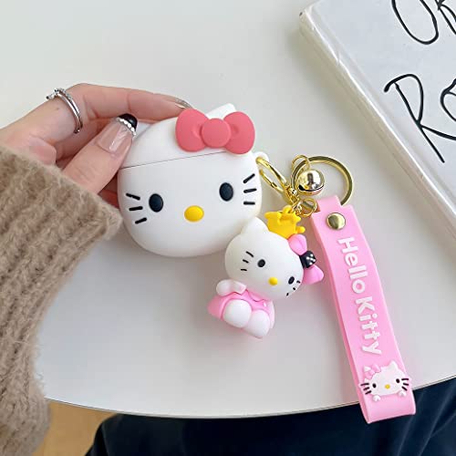 Airpod Pro Case Soft Silicone Cute Cartoon Kawaii Funny Fashion Case, Matching Cartoon Keychain,Fits Girls Teen Cover, Compatible with Airpod Pro. (PRO cat Pendant Pink)