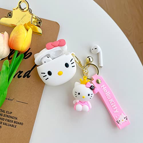 Airpod Pro Case Soft Silicone Cute Cartoon Kawaii Funny Fashion Case, Matching Cartoon Keychain,Fits Girls Teen Cover, Compatible with Airpod Pro. (PRO cat Pendant Pink)