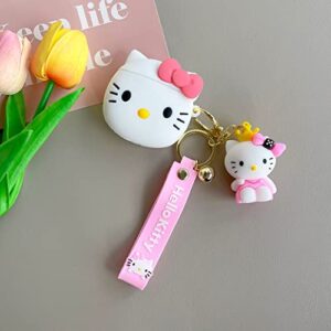 Airpod Pro Case Soft Silicone Cute Cartoon Kawaii Funny Fashion Case, Matching Cartoon Keychain,Fits Girls Teen Cover, Compatible with Airpod Pro. (PRO cat Pendant Pink)