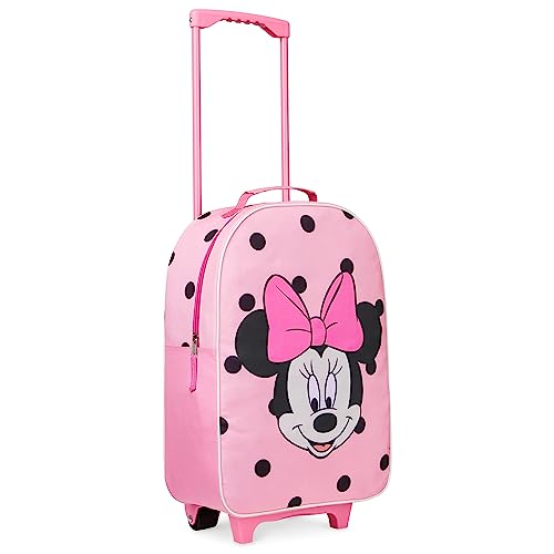 Disney Stitch Kids Suitcase for Girls Foldable Trolley Hand Luggage Bag Carry On Minnie Mouse Travel Bag with Wheels Cabin Bag Wheeled Bag with Handle Frozen Trolley Suitcase Girls (Pink Minnie)