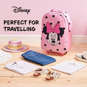 Disney Stitch Kids Suitcase for Girls Foldable Trolley Hand Luggage Bag Carry On Minnie Mouse Travel Bag with Wheels Cabin Bag Wheeled Bag with Handle Frozen Trolley Suitcase Girls (Pink Minnie)