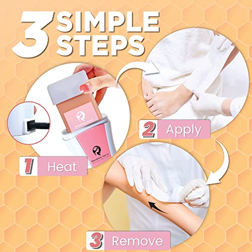 soft wax roller kit for hair removal- wax cartridge X3 / 2 unique formulas included, one: coarse hair (bikini) and 2 for Soft hair arms, legs etc This roll waxing kit is ready to use in 20 seconds