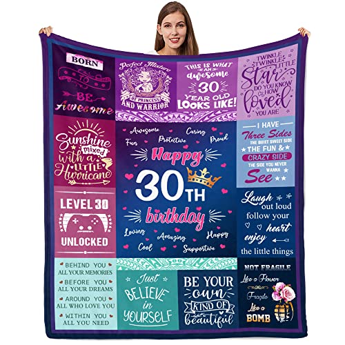 30th Birthday Gifts for Women - Throw Blanket 50"x60", 30th Birthday Gifts for Her, 30 Year Old Birthday Gifts for Women, 30th Birthday Decorations for Women, Gifts for 30th Birthday Woman Blanket