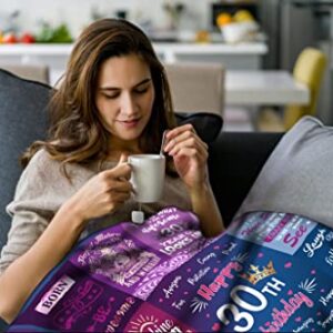 30th Birthday Gifts for Women - Throw Blanket 50"x60", 30th Birthday Gifts for Her, 30 Year Old Birthday Gifts for Women, 30th Birthday Decorations for Women, Gifts for 30th Birthday Woman Blanket