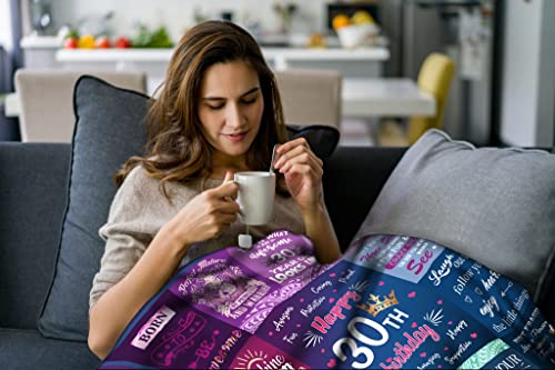 30th Birthday Gifts for Women - Throw Blanket 50"x60", 30th Birthday Gifts for Her, 30 Year Old Birthday Gifts for Women, 30th Birthday Decorations for Women, Gifts for 30th Birthday Woman Blanket