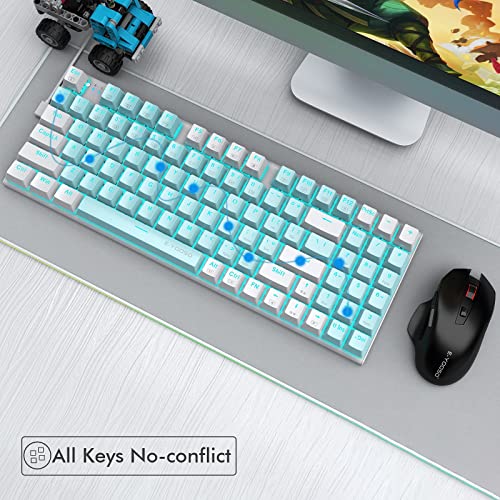 E-YOOSO Mechanical Keyboard, Wired Compact Computer Keyboard, Backlit Gaming Keyboard 94 Keys with Arrow Keys & Numpad for PC/Mac Gamer, Typist, Linear Red Switch