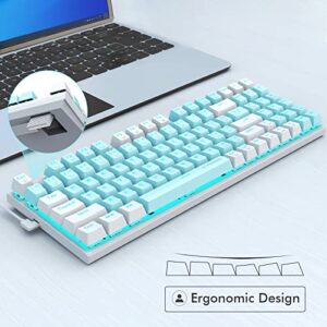 E-YOOSO Mechanical Keyboard, Wired Compact Computer Keyboard, Backlit Gaming Keyboard 94 Keys with Arrow Keys & Numpad for PC/Mac Gamer, Typist, Linear Red Switch