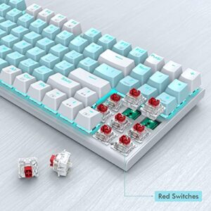 E-YOOSO Mechanical Keyboard, Wired Compact Computer Keyboard, Backlit Gaming Keyboard 94 Keys with Arrow Keys & Numpad for PC/Mac Gamer, Typist, Linear Red Switch