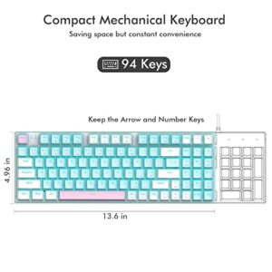 E-YOOSO Mechanical Keyboard, Wired Compact Computer Keyboard, Backlit Gaming Keyboard 94 Keys with Arrow Keys & Numpad for PC/Mac Gamer, Typist, Linear Red Switch