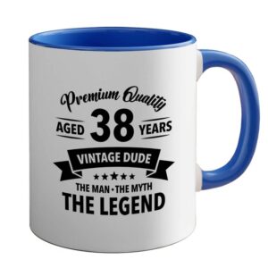 bubble hugs 38 birthday 2tone blue mug 11oz - aged 38 years vintage dude - turning 38 38th birthday born in 1985 dirty thirty gifts work bestie