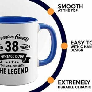 Bubble Hugs 38 Birthday 2Tone Blue Mug 11oz - aged 38 years vintage dude - Turning 38 38th Birthday Born in 1985 Dirty Thirty Gifts Work Bestie