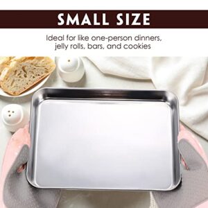 12 Pieces Baking Sheet Pan Cookie Sheet Set for Oven Stainless Steel Small Baking Pan 10 x 8 x 1 Inch Cake Toaster Roasting Metal Rectangle Trays, Oven and Dishwasher Safe