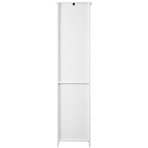 Iwell Tall Bathroom Storage Cabinet with 2 Doors & Adjustable Shelves, Bathroom Floor Cabinet with Removable X-Shaped Stand, Linen Cabinet, Narrow Cabinet for Bathroom, Living Room, White