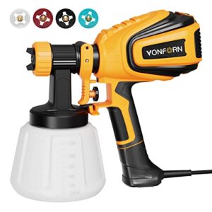 vonforn paint sprayer, 700w hvlp spray gun with cleaning & blowing joints, 4 nozzles and 3 patterns, easy to clean, for furniture, cabinets, fence, walls, door, garden chairs etc. vf803