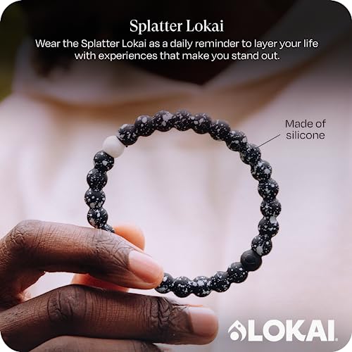 Lokai Silicone Beaded Bracelet for Women & Men, Black Splatter - Medium, 6.5 Inch Circumference - Silicone Jewelry Fashion Bracelet Slides On for Comfortable Fit