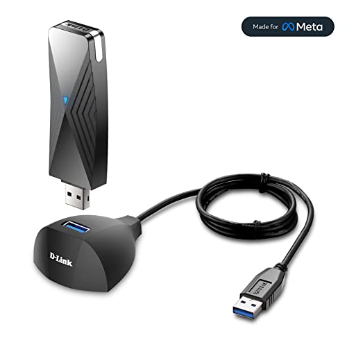 D-Link VR Air Bridge for Meta Quest 2/3/Pro - Dedicated WiFi 6 Connection Between Quest VR Headset and Gaming PC - Wire-Free/LAG-Free PCVR Gameplay - Official Made for Meta Accessory (DWA-F18)