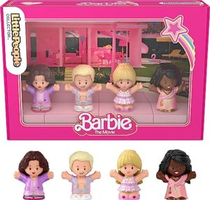 little people collector barbie: the movie special edition set in display gift package for adults & fans, 4 figures