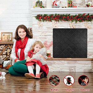 Magnetic Fireplace Blanket, Fireplace Blocker Blanket Stops Overnight Heat Loss Indoor Fireplace Covers Fireplace Draft Stopper Chimney Insulation Draft Stopper with Magnet and Hook-And-Loop Fasteners