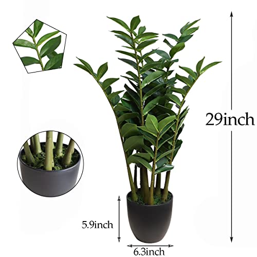 momoplant Artificial Silk Plants 29 inch Faux Plant Fake Zamioculcas Zamiifolia Potted Indoor Home Decor 1 Pcs