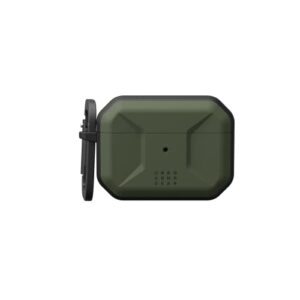 UAG Designed for AirPods Pro (2nd Gen 2022) Civilian Olive Drab, Premium Rugged Slim Water Resistant Full Protective Case Cover with Detachable Keychain Carabiner by URBAN ARMOR GEAR