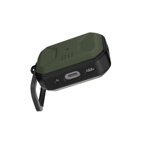 UAG Designed for AirPods Pro (2nd Gen 2022) Civilian Olive Drab, Premium Rugged Slim Water Resistant Full Protective Case Cover with Detachable Keychain Carabiner by URBAN ARMOR GEAR