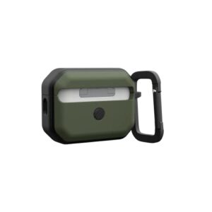 UAG Designed for AirPods Pro (2nd Gen 2022) Civilian Olive Drab, Premium Rugged Slim Water Resistant Full Protective Case Cover with Detachable Keychain Carabiner by URBAN ARMOR GEAR