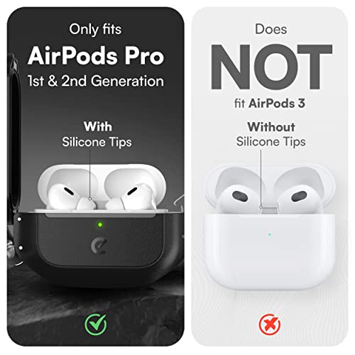 KeyBudz for AirPods Pro Case with Lock - Fully Waterproof AirPods Pro 2nd Generation Case Cover with Keychain, Rugged Tough Protection, Hard Shell and Carabiner for USB-C/Lightning Case (Carbon Black)