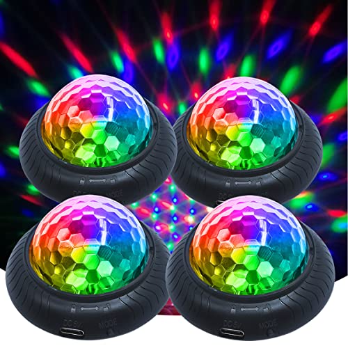 KisMee Disco Party Light Night Light 2 in 1 Flashes with Music Sound Activated Multicolor Disco Ball Rechargeable Battery Operated RBG Mini Disco Ball Entertaining Atmosphere for Car Room(4 Pack)…