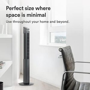 Everdure 45” Oscillating Tower Fan, Remote Controlled, 3 Speed Settings, Powerful and Targeted Airflow Control, Portable, Perfect Cooling Fan for Bedroom, Living Room, Home Office, Graphite