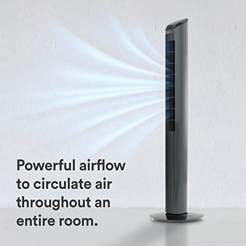 Everdure 45” Oscillating Tower Fan, Remote Controlled, 3 Speed Settings, Powerful and Targeted Airflow Control, Portable, Perfect Cooling Fan for Bedroom, Living Room, Home Office, Graphite