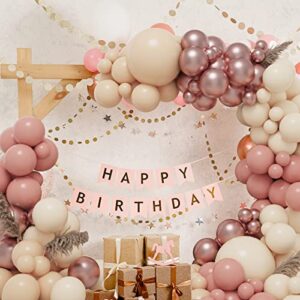 RUBFAC 164pcs Blush Balloons Garland Arch Kit Retro Pink Rose Gold Balloons Confetti Latex Balloons for Girls Baby Shower Garden Tea Party Bachelorette Birthday