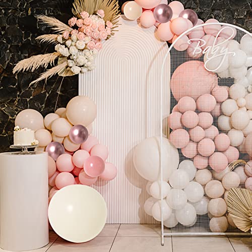 RUBFAC 164pcs Blush Balloons Garland Arch Kit Retro Pink Rose Gold Balloons Confetti Latex Balloons for Girls Baby Shower Garden Tea Party Bachelorette Birthday