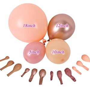 RUBFAC 164pcs Blush Balloons Garland Arch Kit Retro Pink Rose Gold Balloons Confetti Latex Balloons for Girls Baby Shower Garden Tea Party Bachelorette Birthday