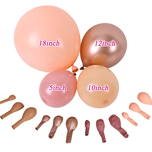 RUBFAC 164pcs Blush Balloons Garland Arch Kit Retro Pink Rose Gold Balloons Confetti Latex Balloons for Girls Baby Shower Garden Tea Party Bachelorette Birthday