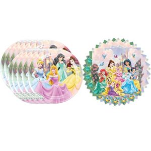 Hysnol Princess Birthday Party Tableware Supplies, 20 Plates and 20 Napkins, for Princess Theme Birthday Party Decorations