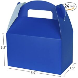 Naleyber Blue Party Favor Treat Boxes 24pcs Thickened Paper Gift Gable Box for Presents, Candy Goodie Bag for Kids Birthdays Parties Supplies Decorations