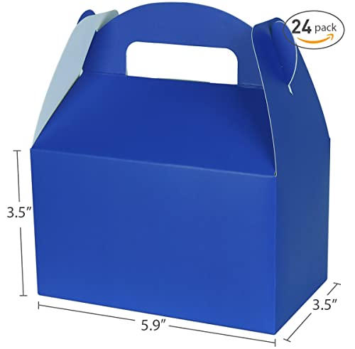 Naleyber Blue Party Favor Treat Boxes 24pcs Thickened Paper Gift Gable Box for Presents, Candy Goodie Bag for Kids Birthdays Parties Supplies Decorations