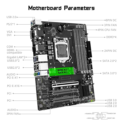 SHANGZHAOYUAN H97M PRO Motherboard LGA 1150 Motherboard (Micro ATX, 4*DDR3 Slots, SATA 3.0, USB 3.0, NVME M.2, PCIe 3.0) Support 4th 5th gen Intel Core i3 i5 i7/Pentium/Xeon Processor