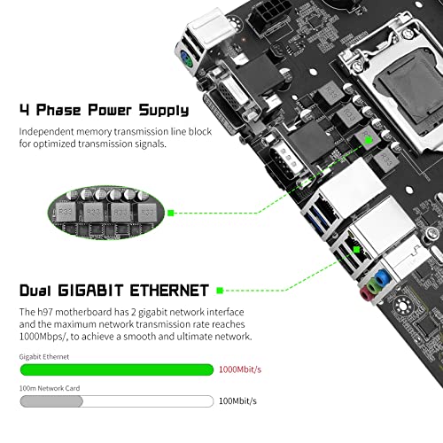 SHANGZHAOYUAN H97M PRO Motherboard LGA 1150 Motherboard (Micro ATX, 4*DDR3 Slots, SATA 3.0, USB 3.0, NVME M.2, PCIe 3.0) Support 4th 5th gen Intel Core i3 i5 i7/Pentium/Xeon Processor