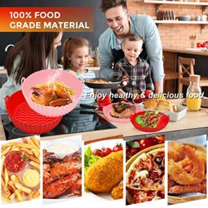 2 Pack Air Fryer Silicone Pots, 7.5 '' 3 to 6 QT Round Reusable Air Fryer Silicone Liner Bowl Basket Tray Accessories for COSORI Instant Vortex Ninja Nuwave Chefman Ultrean GoWISE Power XL Air Fryer