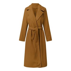 TIFZHADIAO 2022 Fashion Fall Winter Coats for Women Classic Trench Coat Ladies Slim Elegant Solid Long Jacket Lightweight Windbreaker