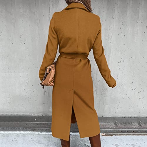 TIFZHADIAO 2022 Fashion Fall Winter Coats for Women Classic Trench Coat Ladies Slim Elegant Solid Long Jacket Lightweight Windbreaker