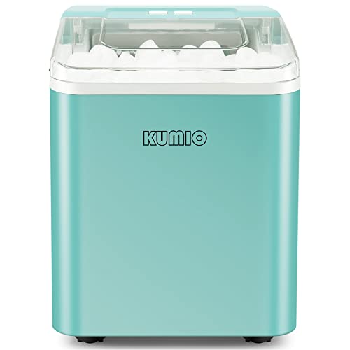 KUMIO Ice Makers Countertop, 9 Bullet Ice Ready in 6-8 Mins, 26.5 lbs/24 hrs, Self-Cleaning Ice Maker, Portable Ice Machine with Ice Scoop & Basket, Blue