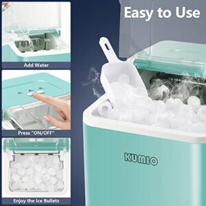 KUMIO Ice Makers Countertop, 9 Bullet Ice Ready in 6-8 Mins, 26.5 lbs/24 hrs, Self-Cleaning Ice Maker, Portable Ice Machine with Ice Scoop & Basket, Blue