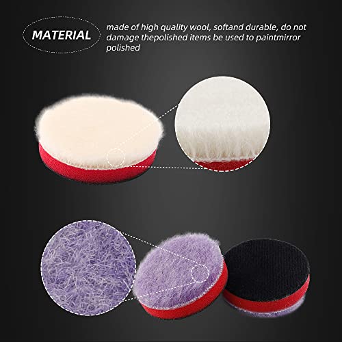 SPTA Mini Polishing Pads Set, 21 Pcs 2 inch/50mm Sponge Polishing Pads and Wool Buffing Pads, Car Foam Detail Polishing Pad Kit Mix Color for Car Detail Polishing and Waxing, Small Area Polishing