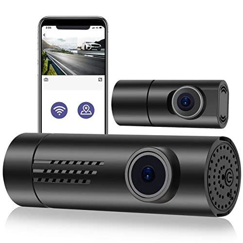 Dual Dash Cam 2K 1440P Built in WiFi GPS Car Video Camera Front and Rear Dash Camera Mini Dashcams for Cars with Night Vision Parking Mode WDR G Sensor APP Support 128GB Max