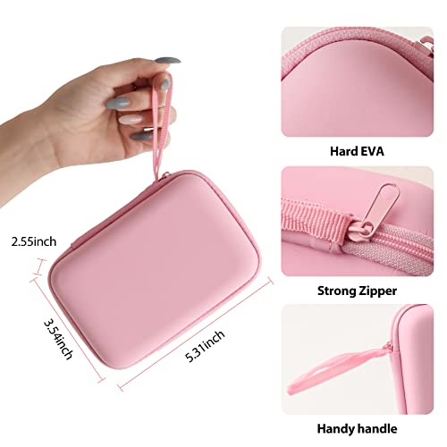 TUGUAI Label Maker Case Compatible with Phomemo D30 JADENS D110 NiiMbot D11 SUPVAN E10 Label Printer, Hard Carrying Container Storage Holder Organizer for Tape Roll, Charging Cable (Box Only, Pink)