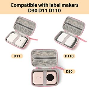 TUGUAI Label Maker Case Compatible with Phomemo D30 JADENS D110 NiiMbot D11 SUPVAN E10 Label Printer, Hard Carrying Container Storage Holder Organizer for Tape Roll, Charging Cable (Box Only, Pink)