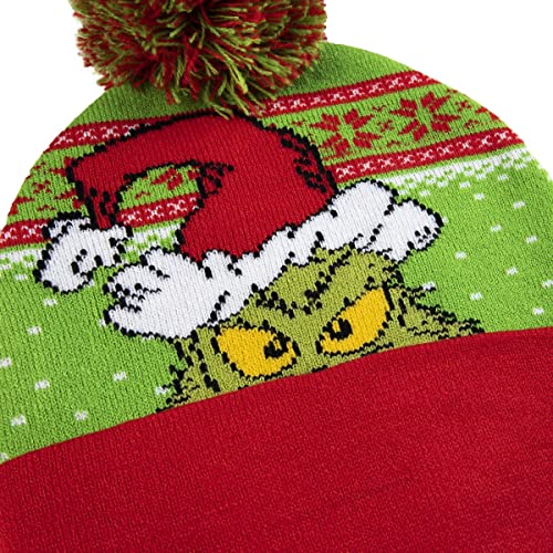 Bioworld Dr. Seuss The Grinch Who Stole Christmas Hat Peeking Character Pom Beanie Cap Licensed New